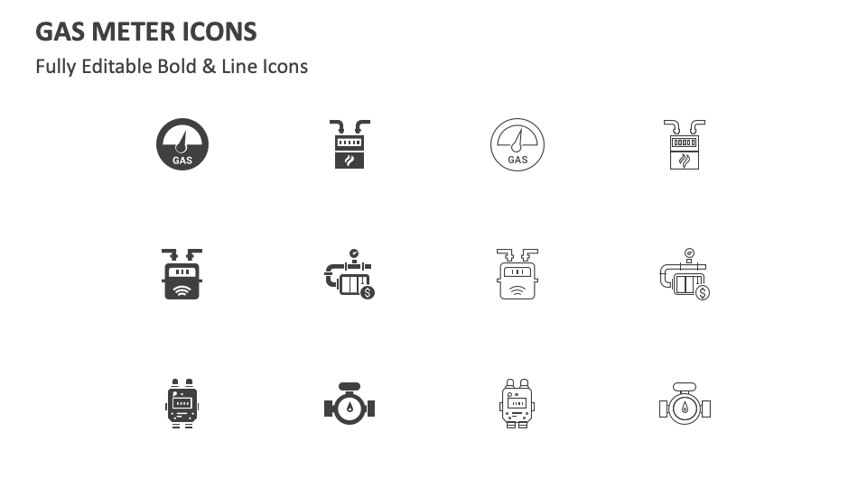Gas Meter Icons for Google Slides and PowerPoint
