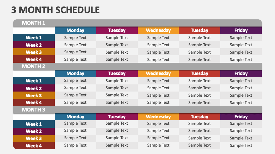 3 Month Schedule PowerPoint and Google Slides Template - PPT Slides