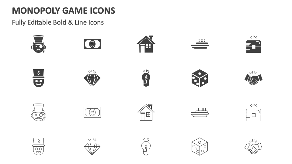 Monopoly Game Icons for Google Slides and PowerPoint