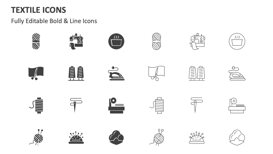 Textile Icons for PowerPoint and Google Slides - PPT Slides