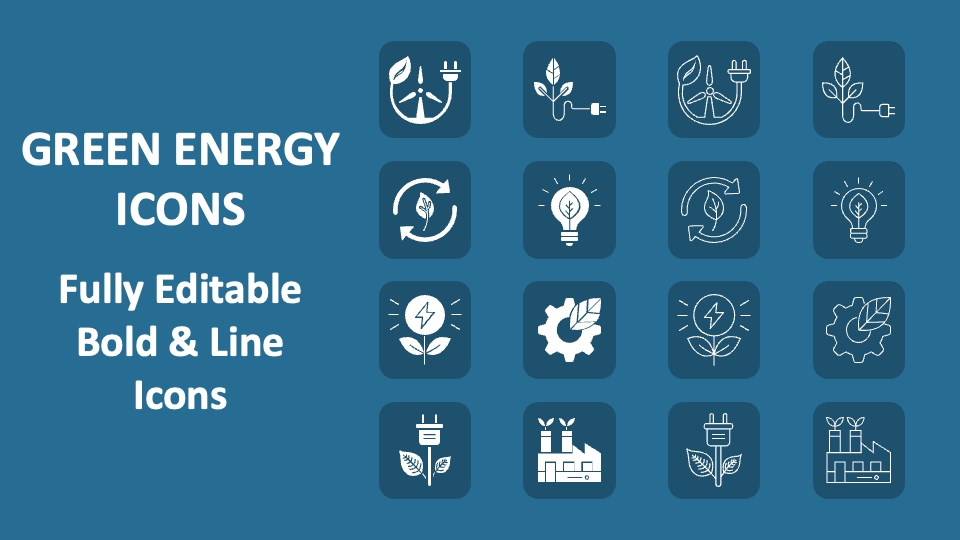 Green Energy Icons for Google Slides and PowerPoint