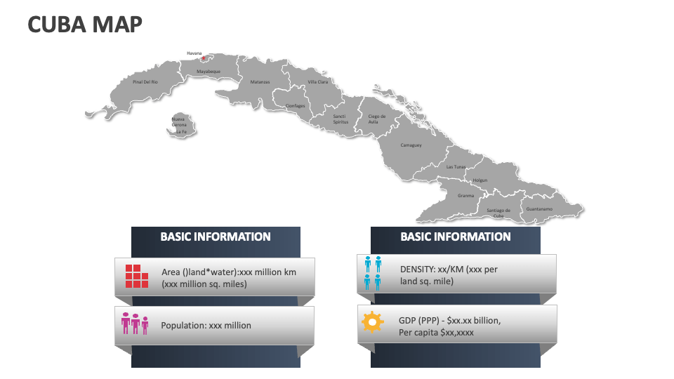 Cuba Map for Google Slides and PowerPoint - PPT Slides