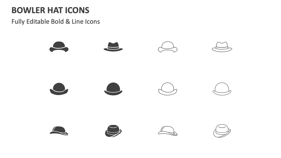Bowler Hat Icons for Google Slides and PowerPoint