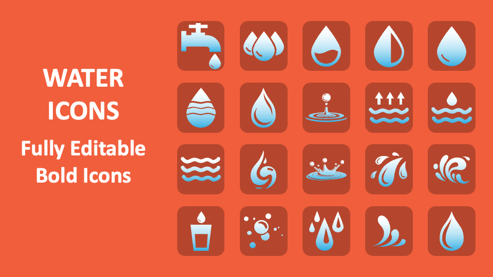 Water Icons for Google Slides and PowerPoint