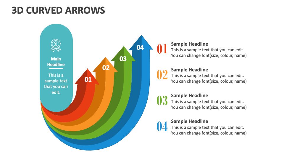 3D Curved Arrows PowerPoint and Google Slides Template - PPT Slides