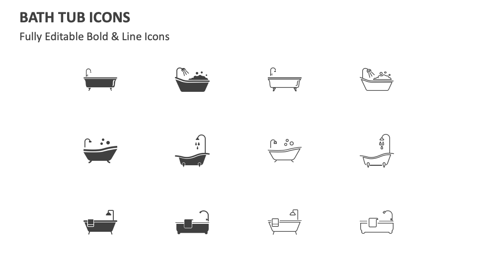 Bathtub Icons for Google Slides and PowerPoint