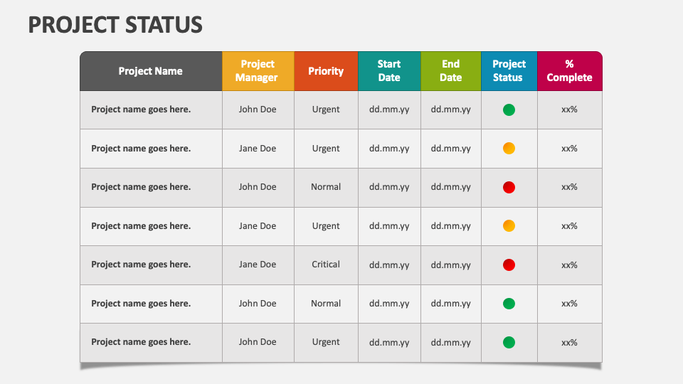Project Status Icons Powerpoint