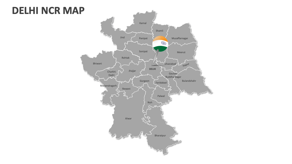 Delhi NCR Map for Google Slides and PowerPoint - PPT Slides