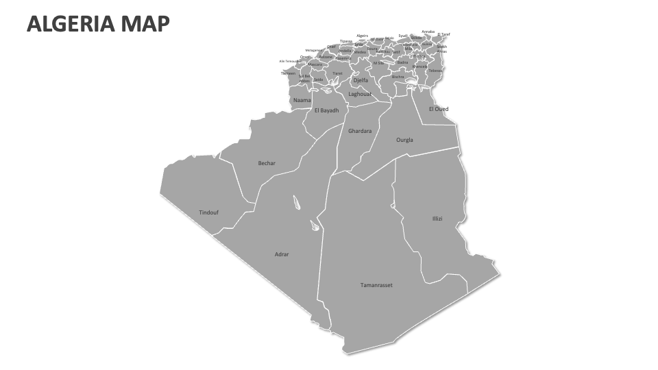 Algeria Map for Google Slides and PowerPoint - PPT Slides