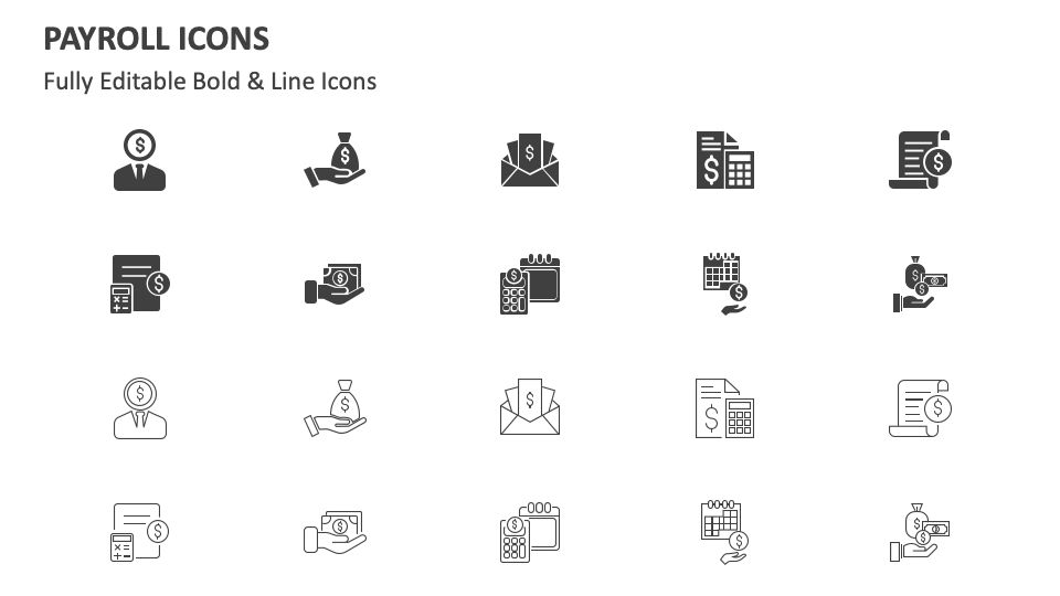 Payroll Icons for Google Slides and PowerPoint