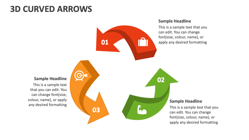 3D Curved Arrows PowerPoint and Google Slides Template - PPT Slides