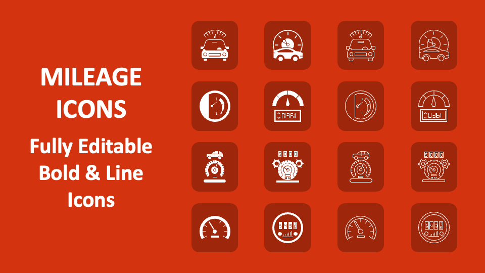 Mileage Icons for Google Slides and PowerPoint