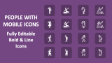 People With Mobile Icons for Google Slides and PowerPoint