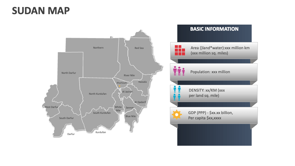 Sudan Map for Google Slides and PowerPoint - PPT Slides
