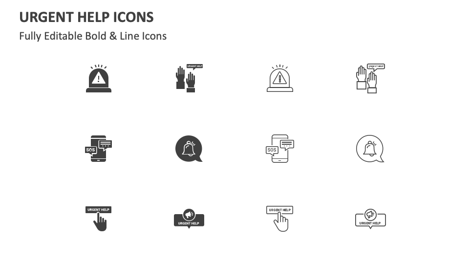 Urgent Help Icons for Google Slides and PowerPoint