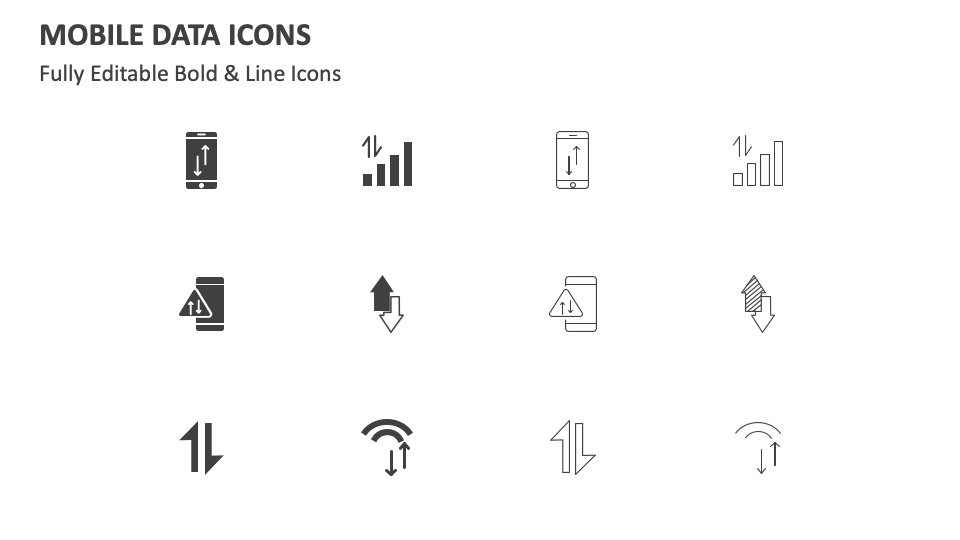 Mobile Data Icons for Google Slides and PowerPoint