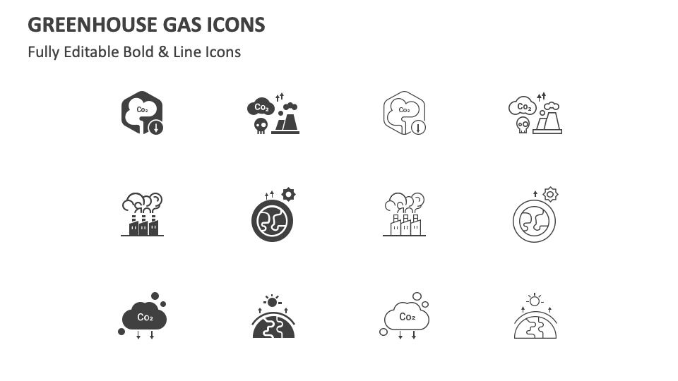Greenhouse Gas Icons for Google Slides and PowerPoint