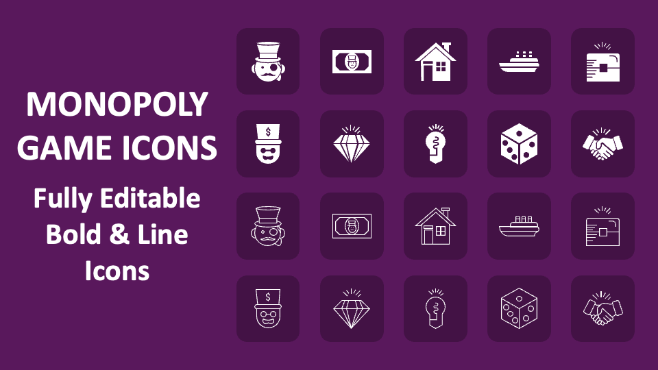 Monopoly Game Icons for Google Slides and PowerPoint