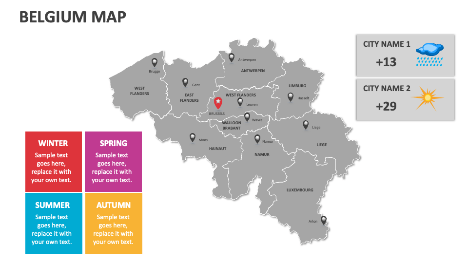 Belgium Map for Google Slides and PowerPoint - PPT Slides