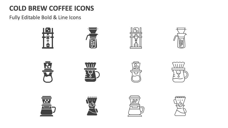 Cold Brew Coffee Icons for Google Slides and PowerPoint