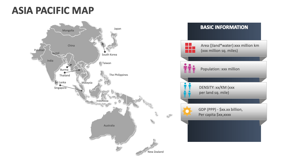 Asia Pacific map for Google Slides and PowerPoint - PPT Slides