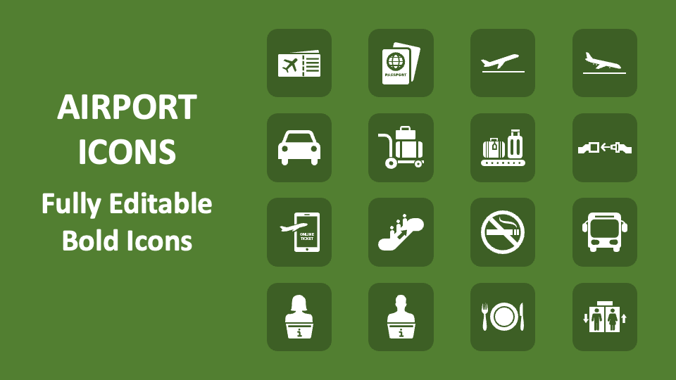 Airport Icons for Google Slides and PowerPoint