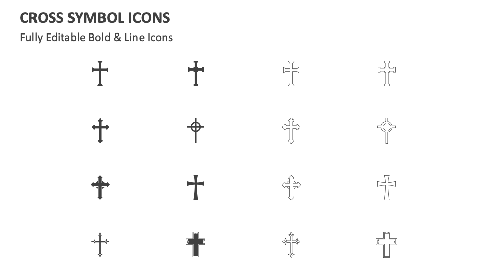Cross Symbol Icons for Google Slides and PowerPoint