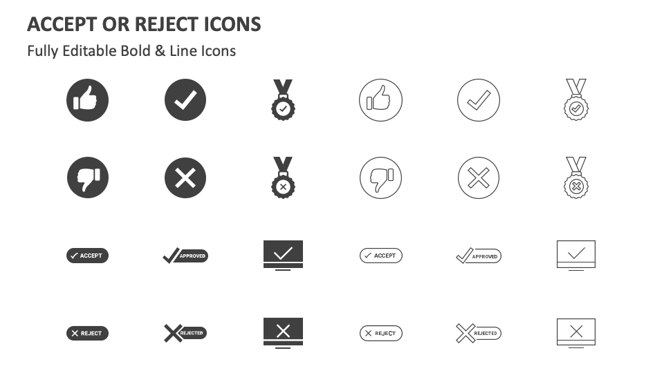 Accept or Reject Icons for Google Slides and PowerPoint