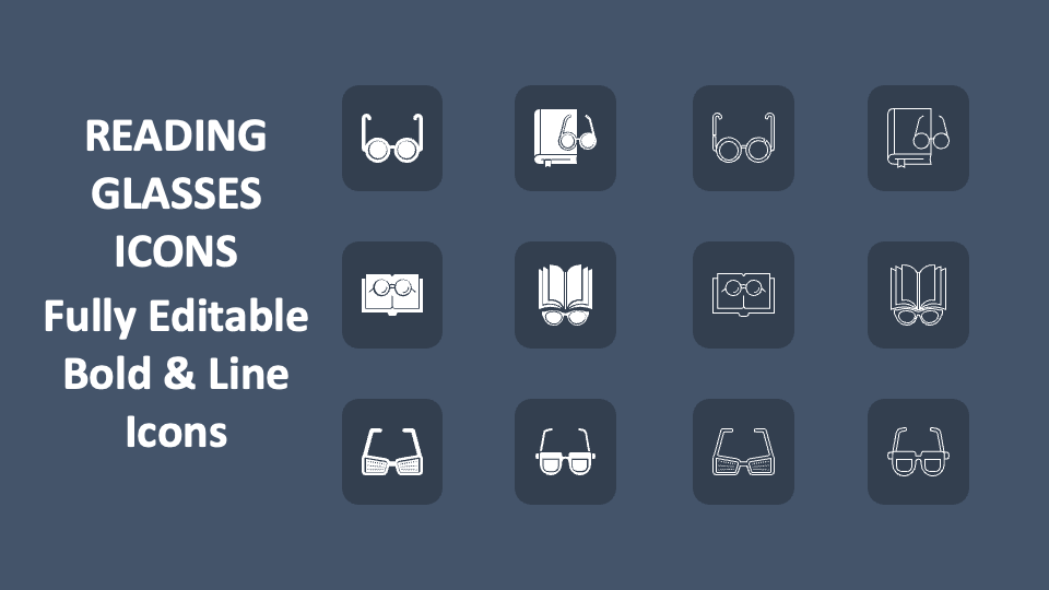 Reading Glasses Icons for Google Slides and PowerPoint