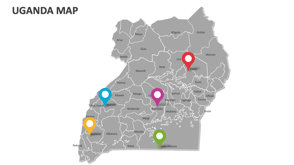 Uganda Map for Google Slides and PowerPoint - PPT Slides