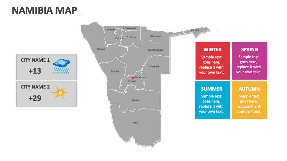 Namibia Map for Google Slides and PowerPoint - PPT Slides
