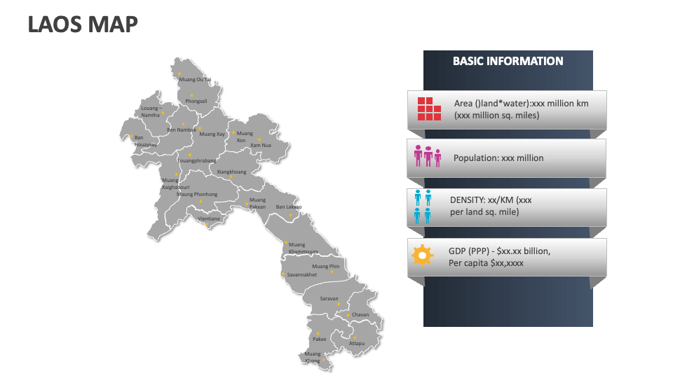 Laos map for Google Slides and PowerPoint - PPT Slides