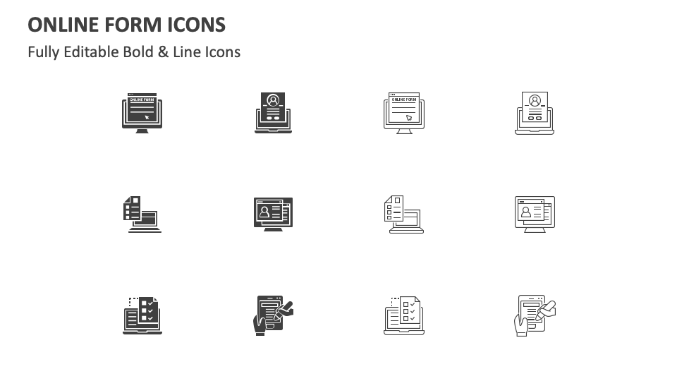 Online Form Icons for Google Slides and PowerPoint