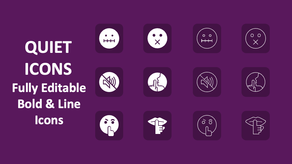 Quiet Icons for PowerPoint and Google Slides - PPT Slides