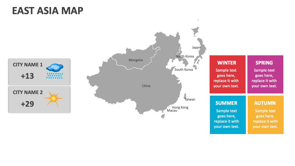 East Asia Map for Google Slides and PowerPoint - PPT Slides