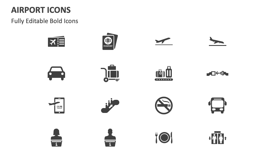 Airport Icons for Google Slides and PowerPoint