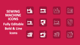 Sewing Machine Icons for Google Slides and PowerPoint