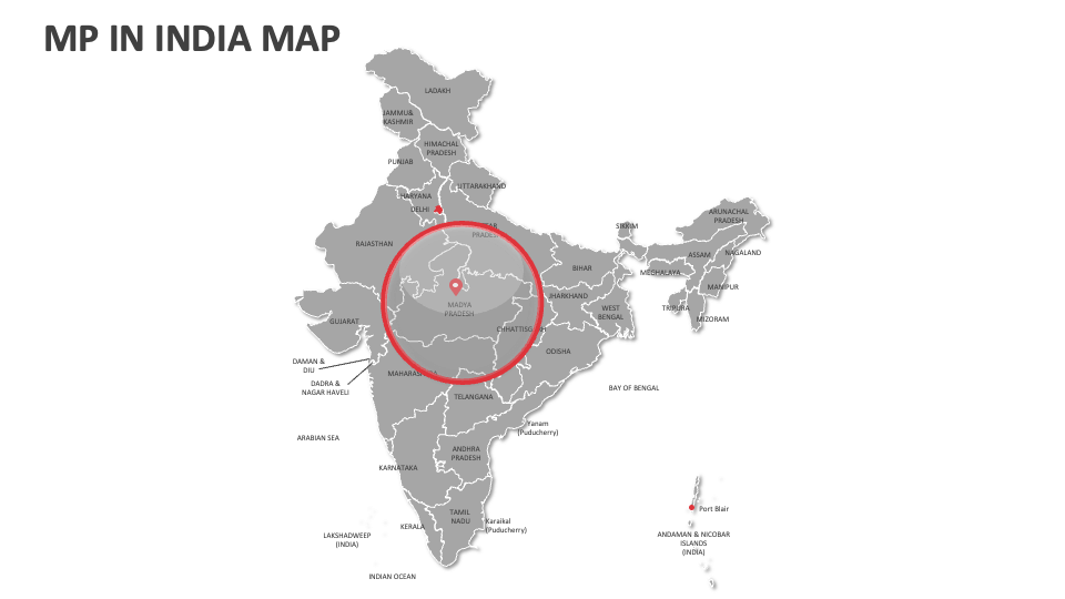 Madhya Pradesh (MP) Map for Google Slides and PowerPoint - PPT Slides