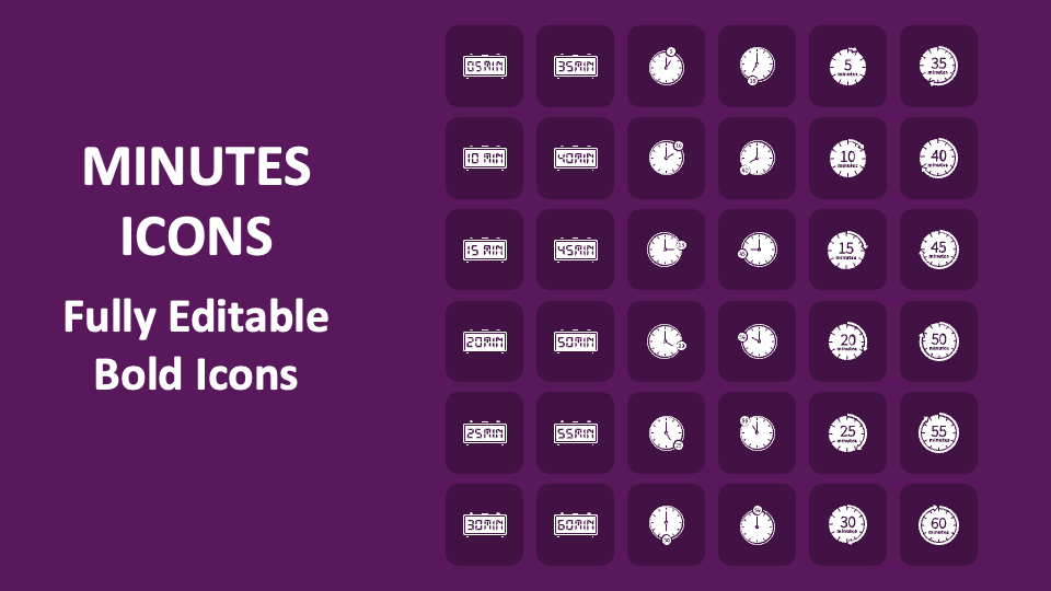 Minutes Icons for Google Slides and PowerPoint
