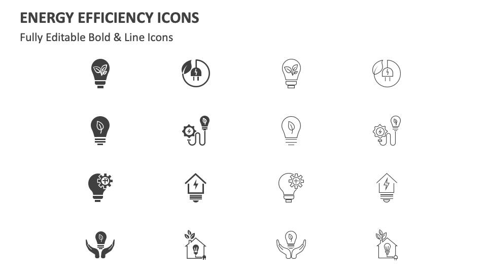 Energy Efficiency Icons for Google Slides and PowerPoint