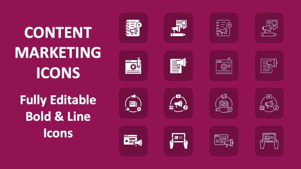 Content Marketing Icons for Google Slides and PowerPoint