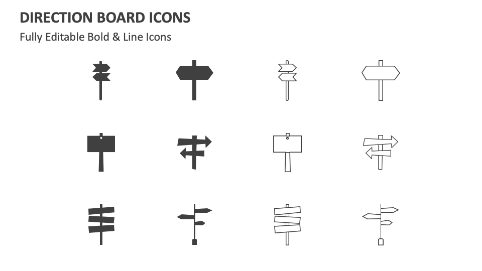 Direction Board Icons for Google Slides and PowerPoint