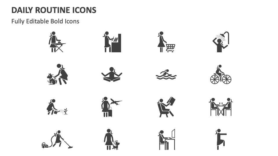 Daily Routine Icons for Google Slides and PowerPoint