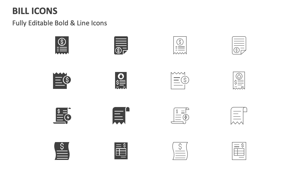 Bill Icons for Google Slides and PowerPoint