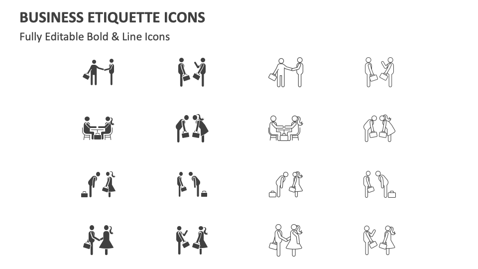 Business Etiquette Icons for Google Slides and PowerPoint