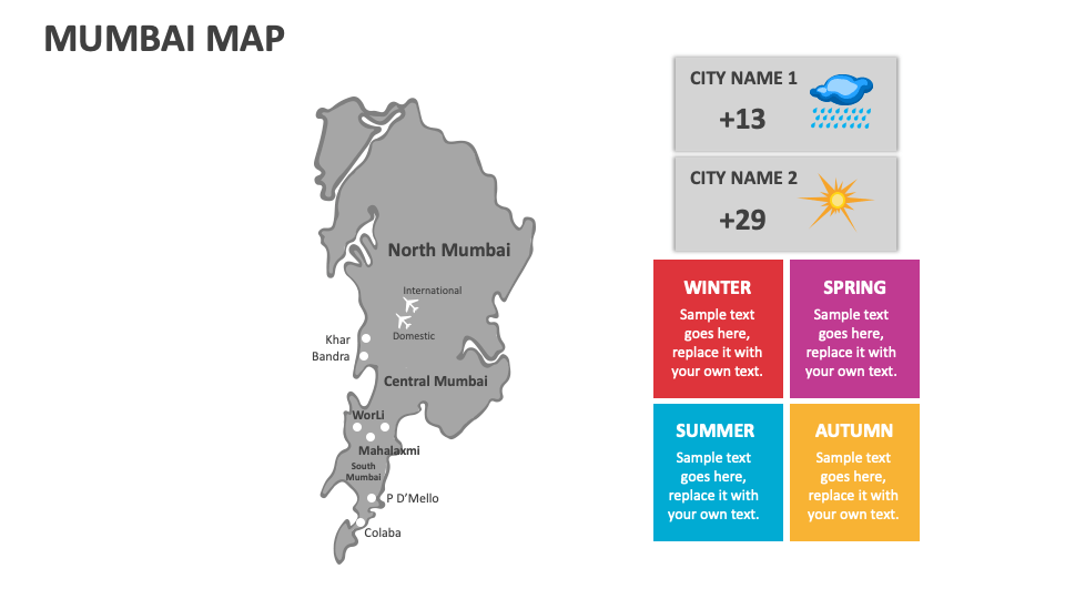 Mumbai Map for Google Slides and PowerPoint - PPT Slides