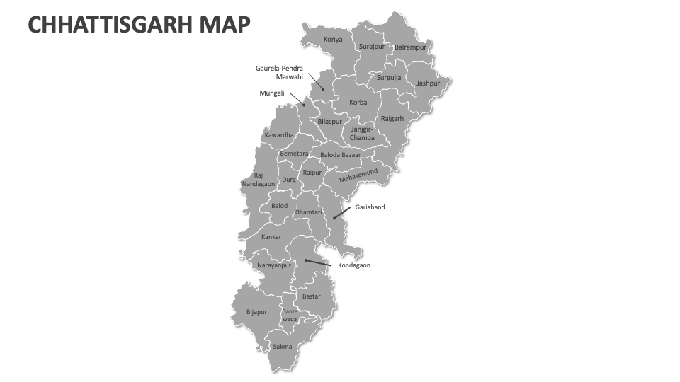 Chhattisgarh Map for Google Slides and PowerPoint - PPT Slides