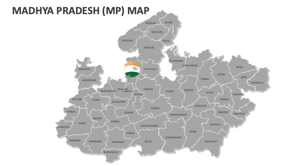 Madhya Pradesh (MP) Map for Google Slides and PowerPoint - PPT Slides
