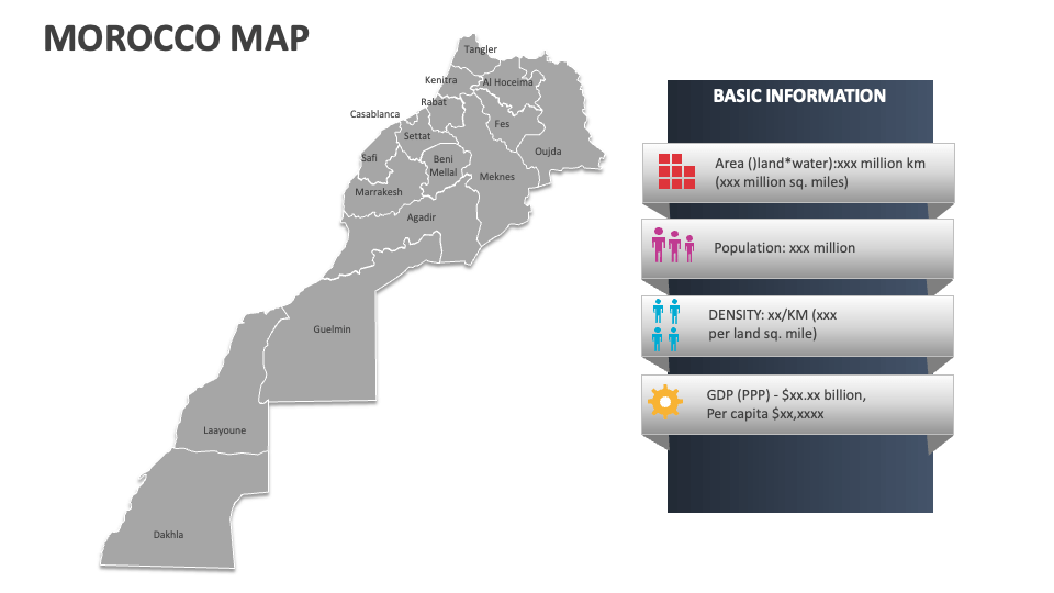 Morocco Map for Google Slides and PowerPoint - PPT Slides
