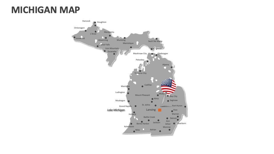 Michigan Map for Google Slides and PowerPoint - PPT Slides